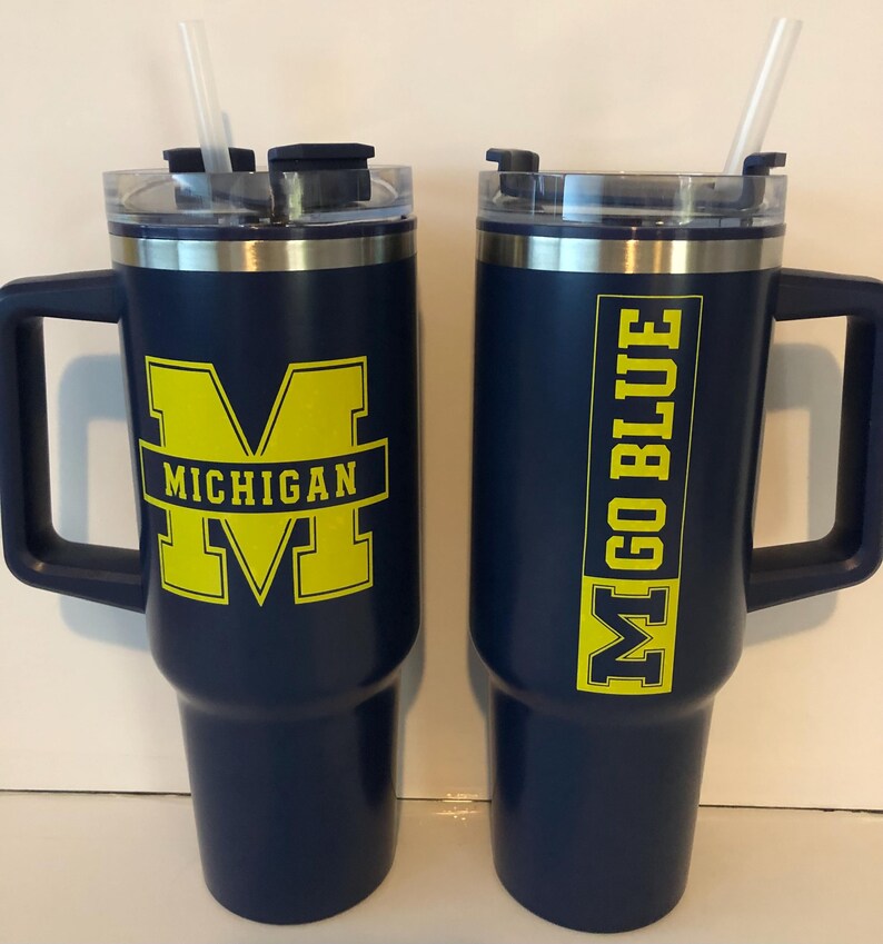 Michigan Wolverine 40 Oz Tumbler /beer Mug/ GO BLUE Shot Glasses SET of ...