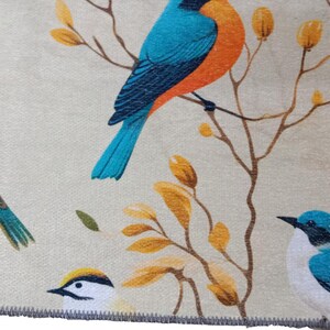 Bird Print Rug, Summer Rug, Bright Rug, Foldable Rug, Floor Covering ...
