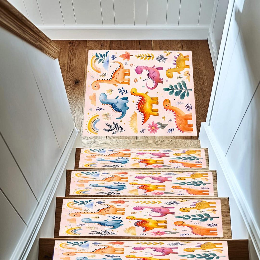 Cute Design Stair Mat, Multicolor Stair Mat, Non-slip Backing Stair ...