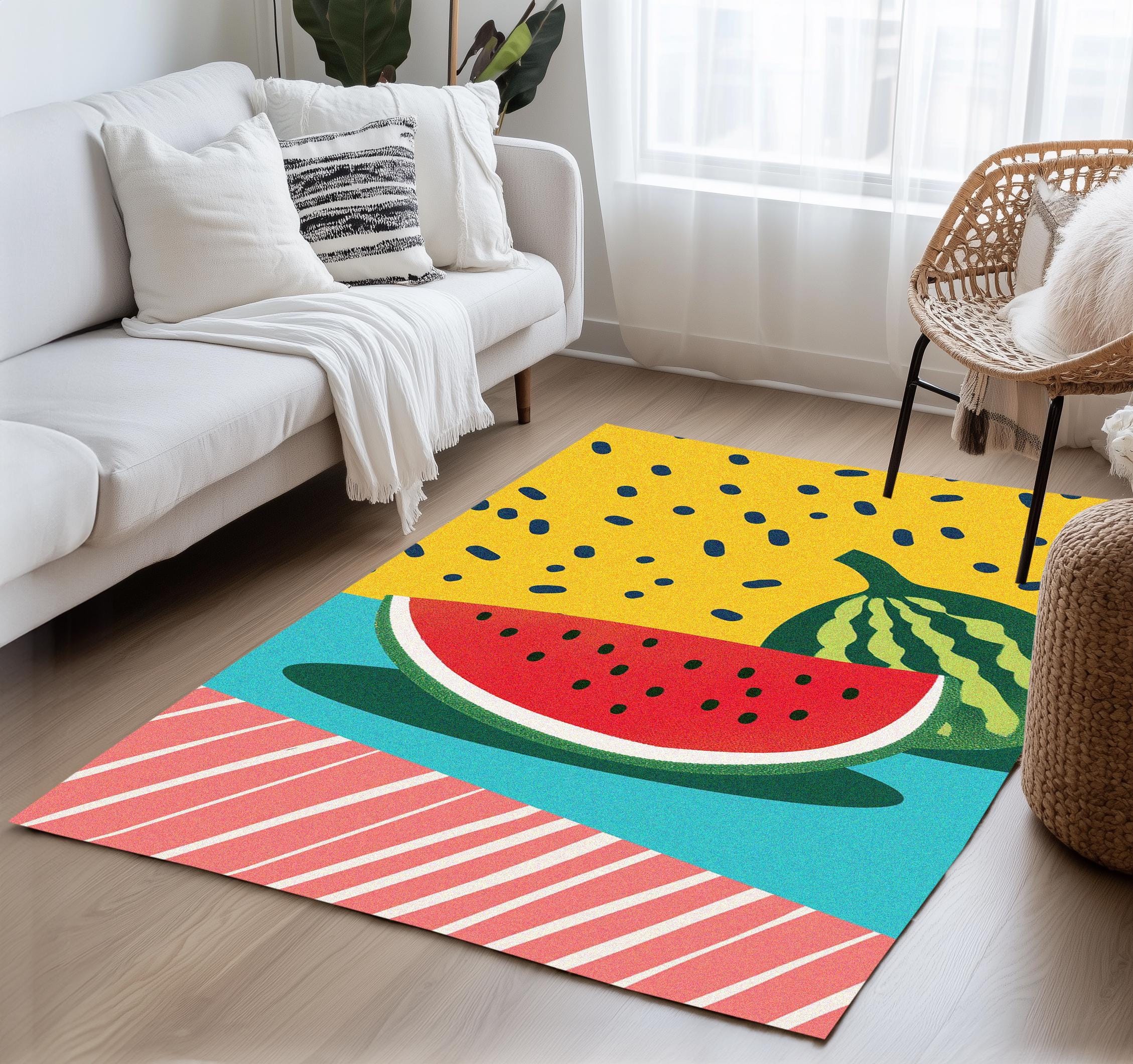 Fruit Design Rug, Colorful Area Rug, Custom Sizes Rug, Easy to Care Rug ...