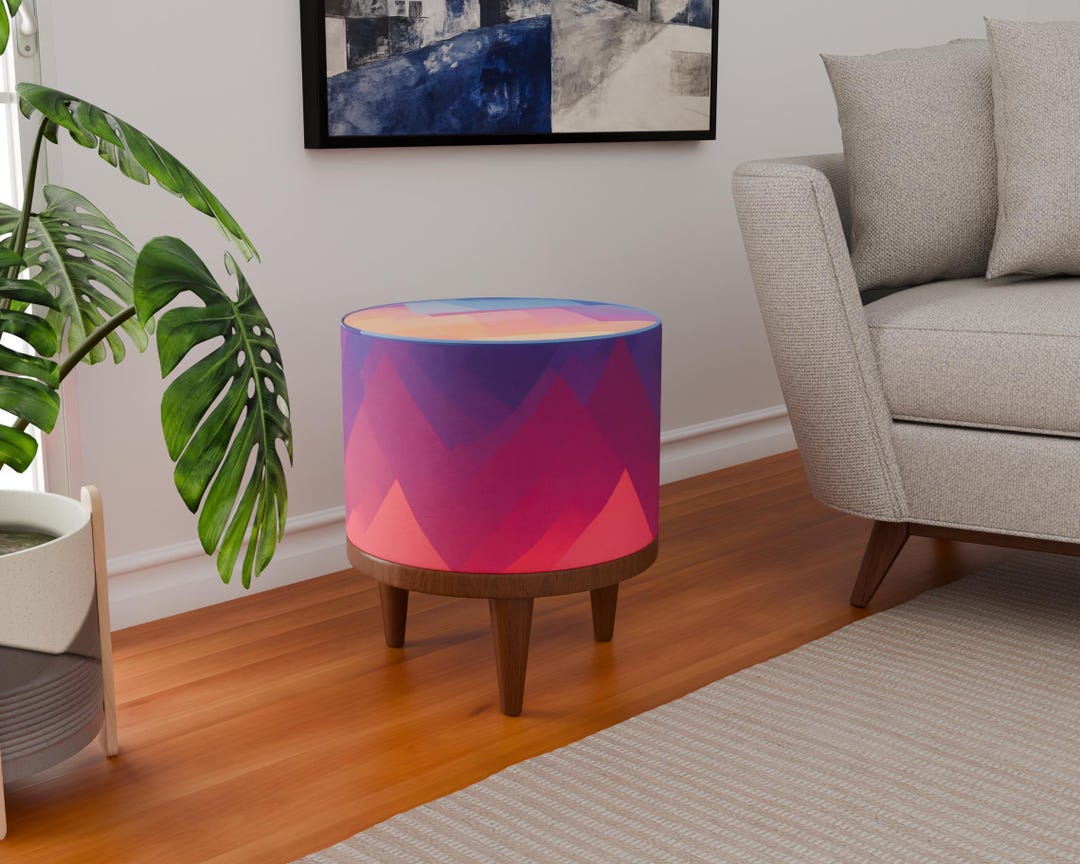 Round Wood Bench, Pinky Footstool, Girl Room Decor, Indoor Footrest ...