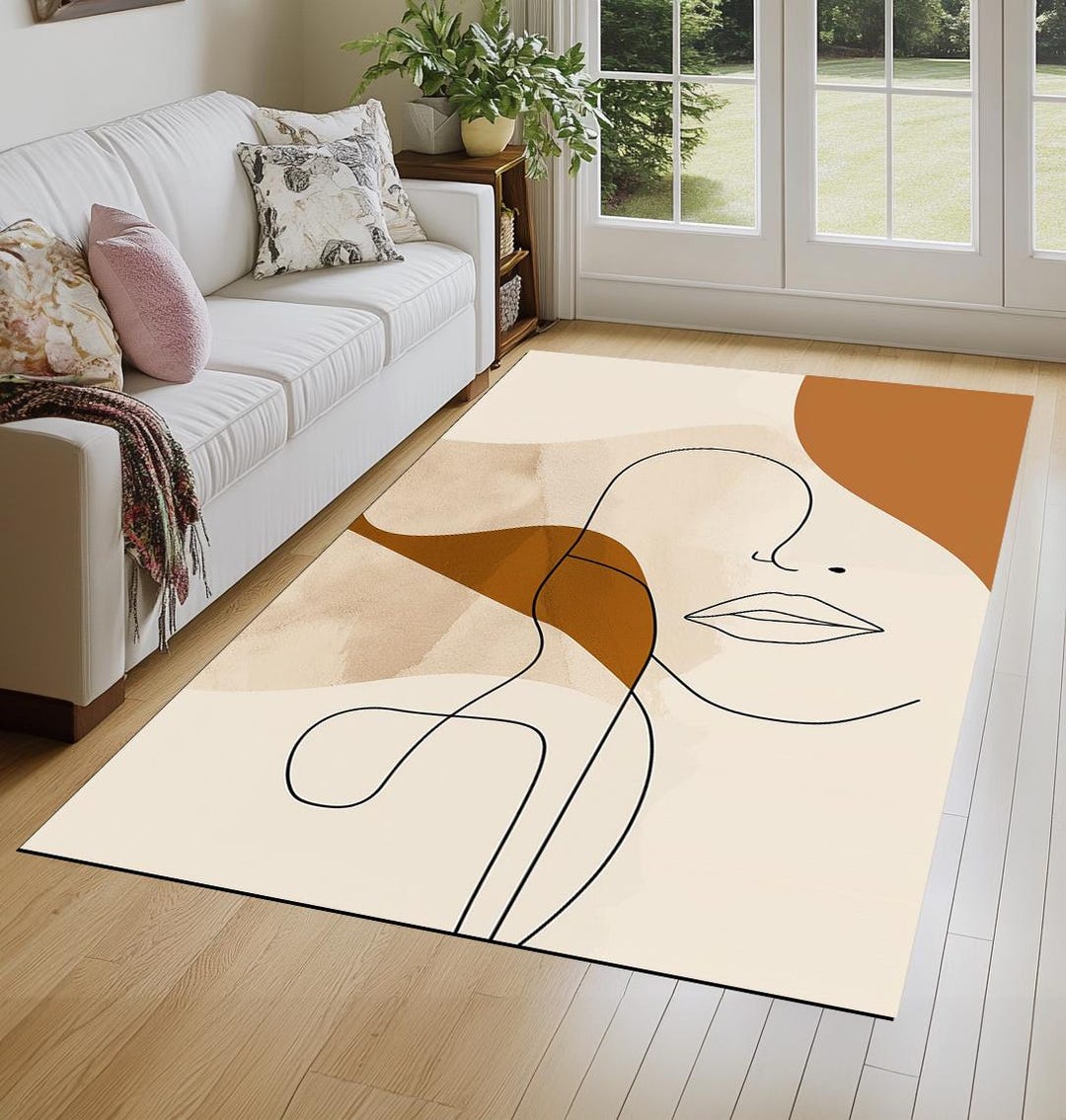 Modern Artwork Rug, Chenille Printed Rug, Sustainable Rug, Rug for ...