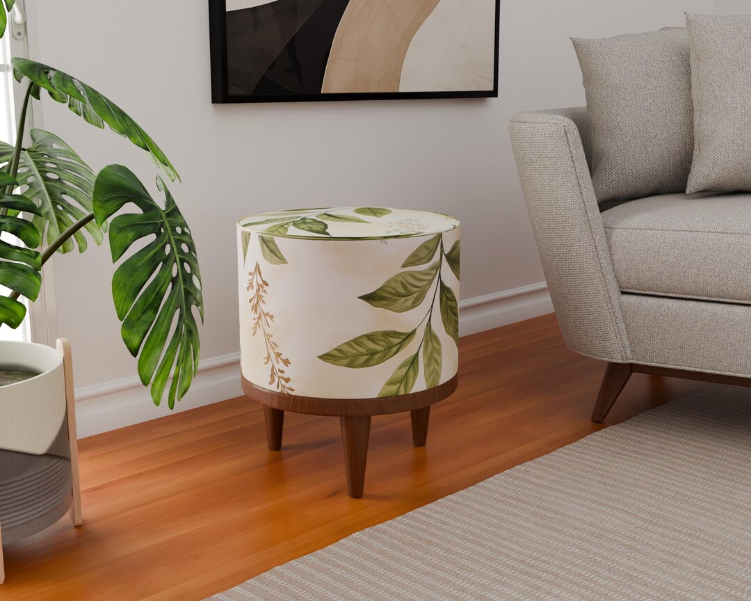 Stool for Entry, Leaf Pattern Pouf, Shower Stool, Footstool Ottoman ...