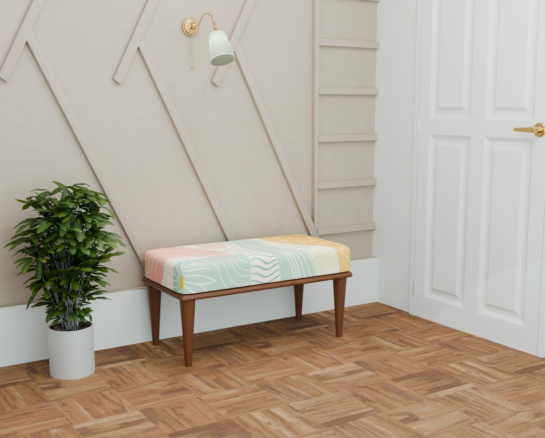 Pastel Color Bench, Minimalist Design Bench, Velvet Bench, Bench With ...