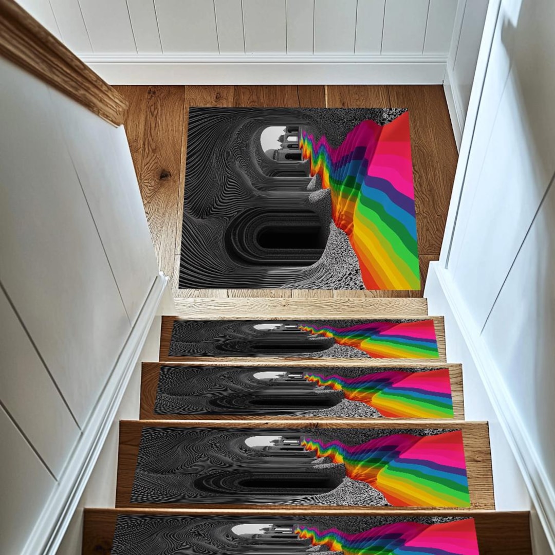 Rainbow Design Stair Mat, Effective Stair Mats, Non-slip Backing Stair ...
