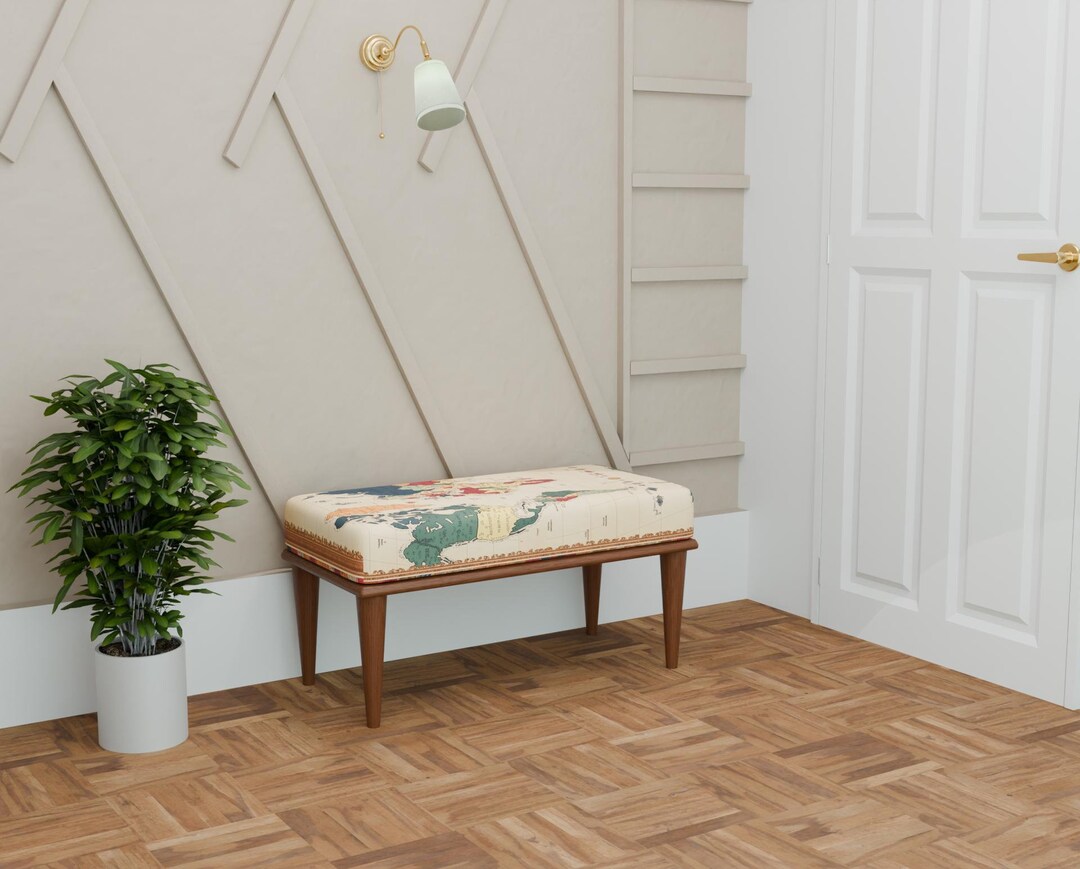 World Map Bench, Beige Seating, Modern Decoration, Traditional Bench ...