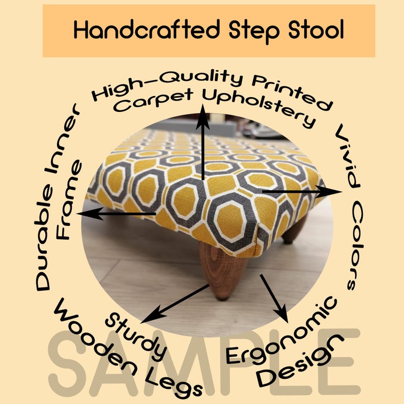 Blue Handmade Stepstool, Office Decor Foot Rest, Elegant Footstool ...