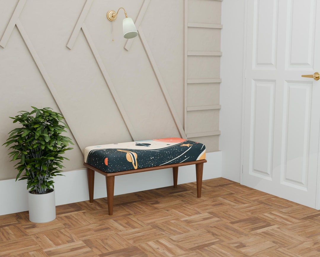 Planet Print Bench, Space Theme Bench, Handmade Seat Bench, Home Decor ...