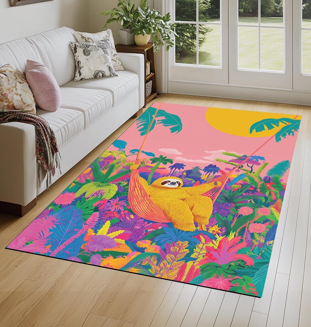 Colorful Area Rug, Cute Decoration Rug, Bright Color Rug, Printed Area ...