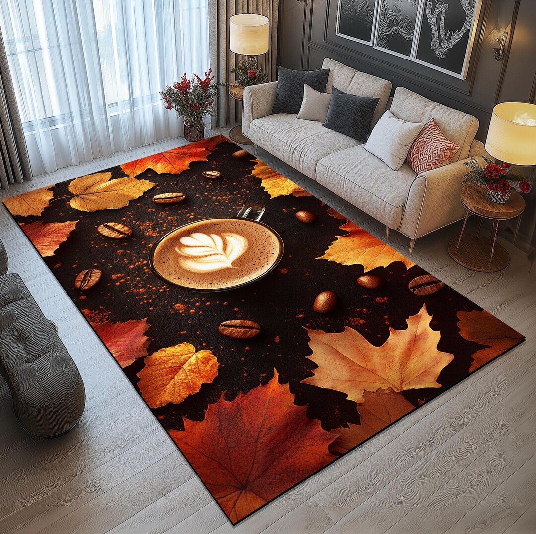 3D Printed Decorative Rug, Leaf Design Area Rug, Soft Touch Rugs, Non ...