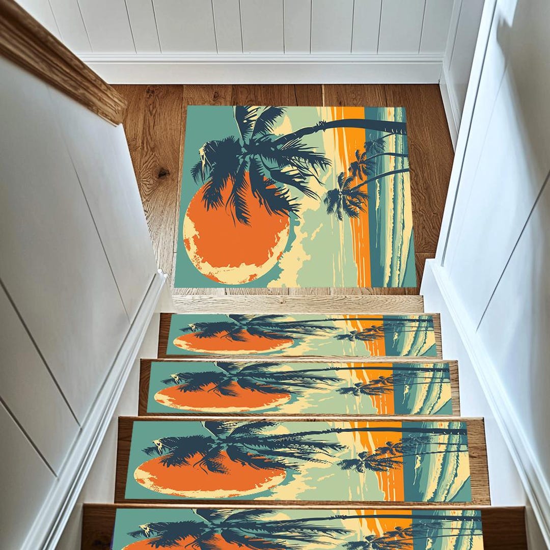 Coastal Design Stair Mat, Colorful Stair Mats, Durable Stair Treads ...