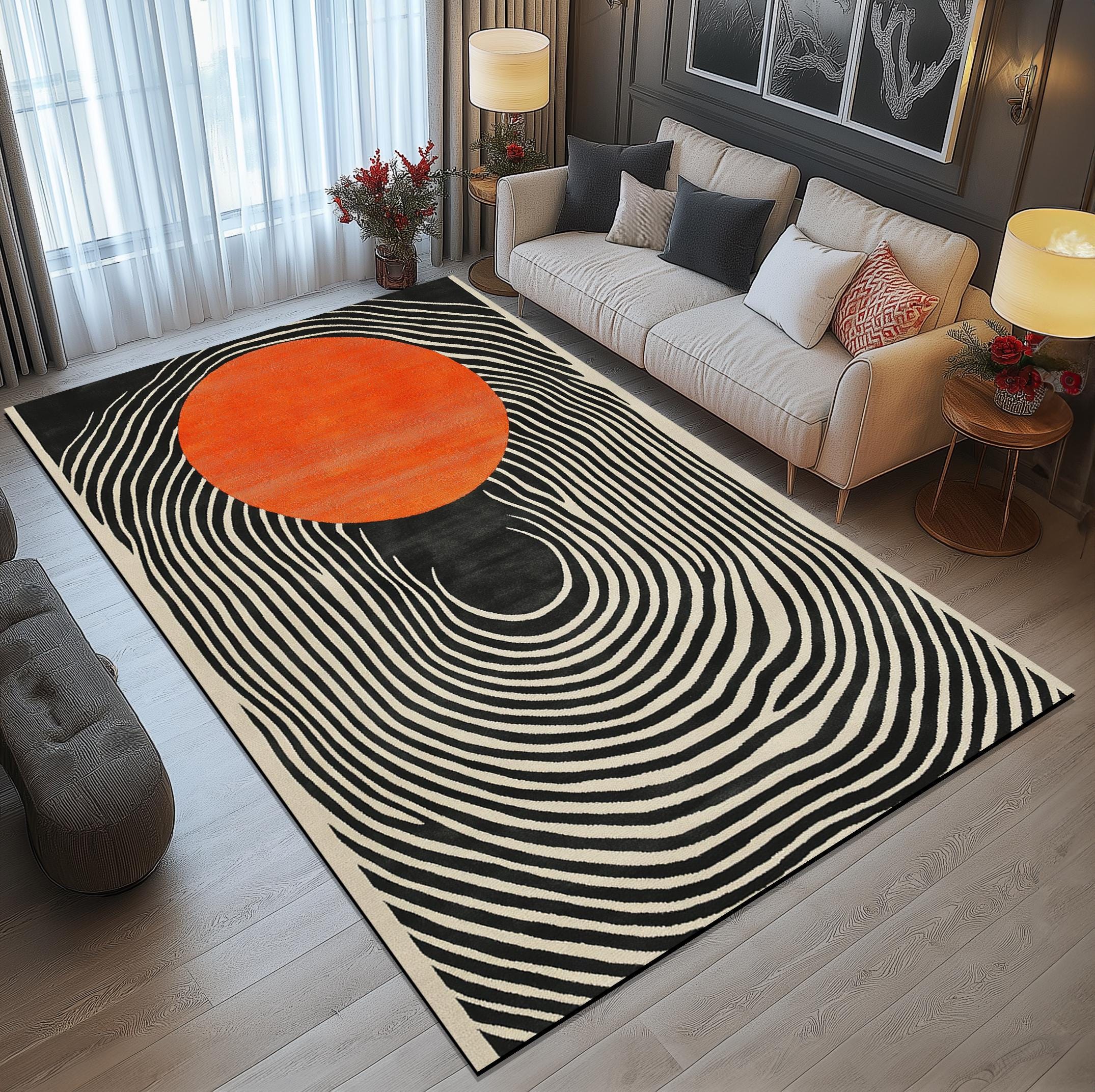 Rug for Modern Home, Striped Design Rug, Stylish Rug, Sustainable Rug ...