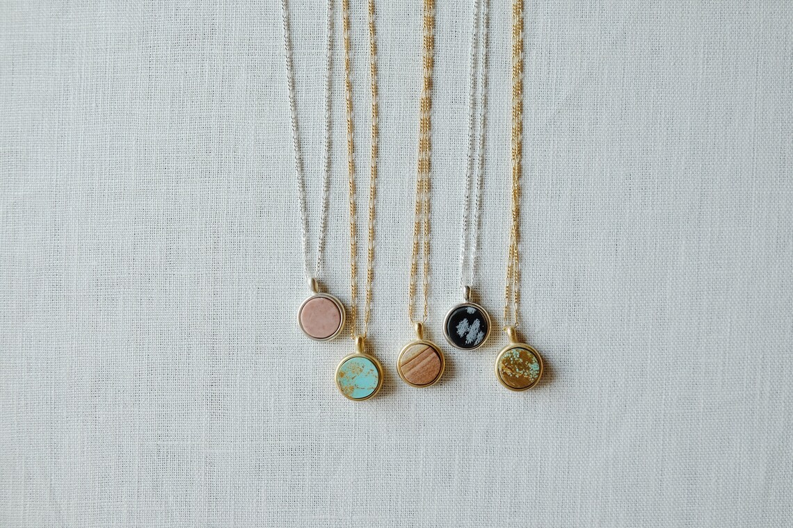 Token Necklace Custom Cut Stone Pendant | Etsy