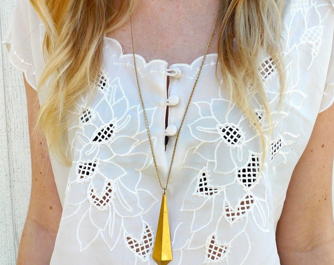 Long Geometric Brass Diamond Pendant - Etsy