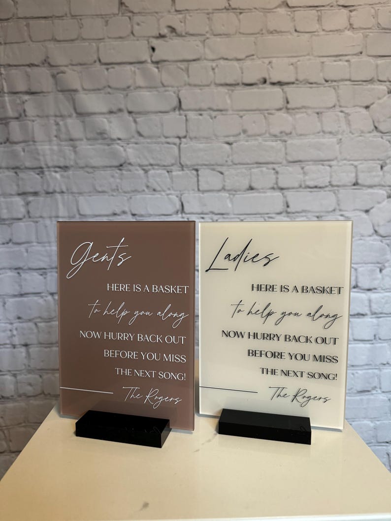 Acrylic Wedding Bathroom Sign, Wedding Bathroom Basket Sign, Freshen up ...