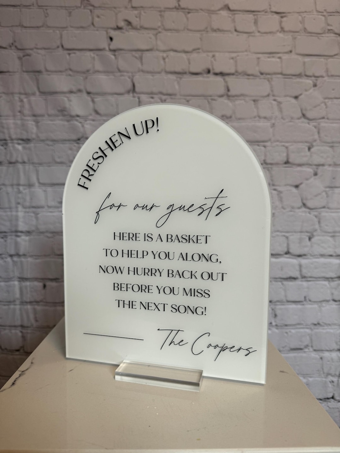 Acrylic Wedding Bathroom Sign, Wedding Bathroom Basket Sign, Freshen up ...