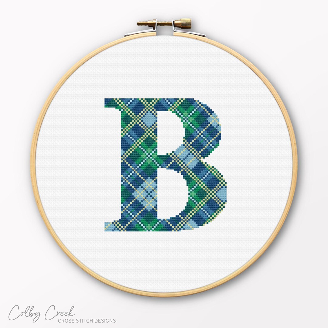 Plaid Letter B, Printable Cross Stitch Pattern, Unique Name Initial ...