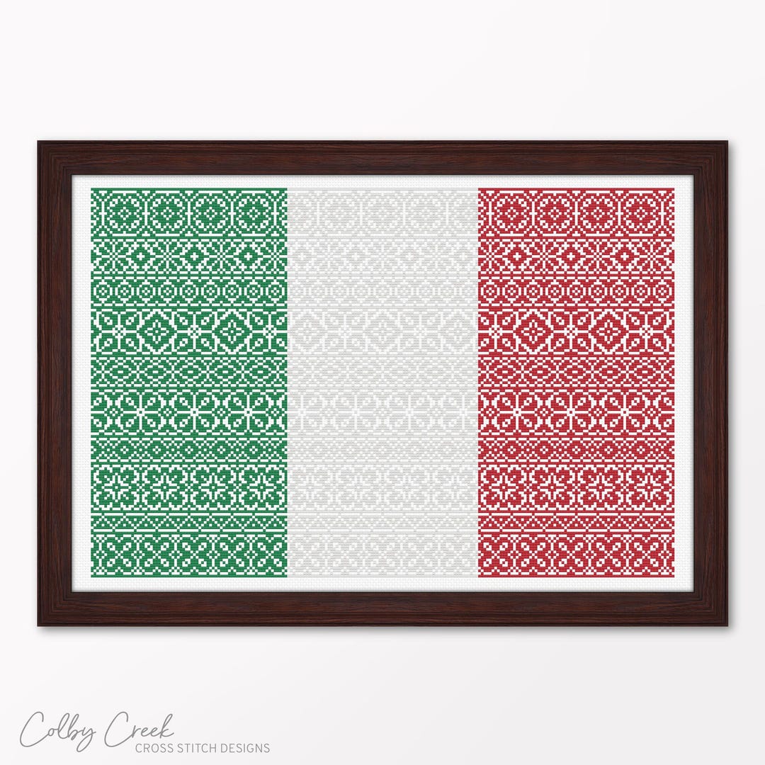 Italy Flag Printable Cross Stitch Pattern, Border Sampler Xstitch ...