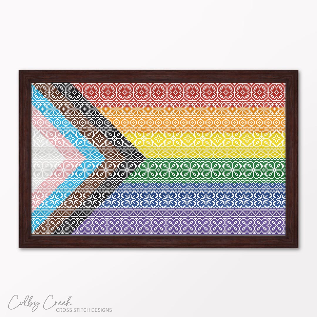 Progress Pride Flag, Printable Cross Stitch Pattern, LGBTQ Band Sampler ...