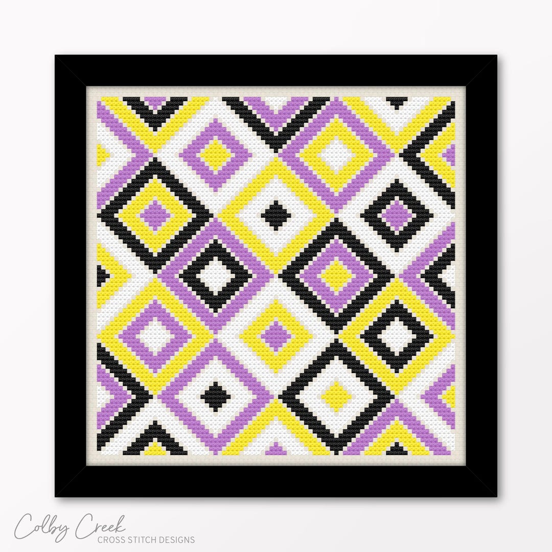 Geometric Nonbinary Pride Design, Printable Cross Stitch Pattern, Unique Abstract Queer Art ...
