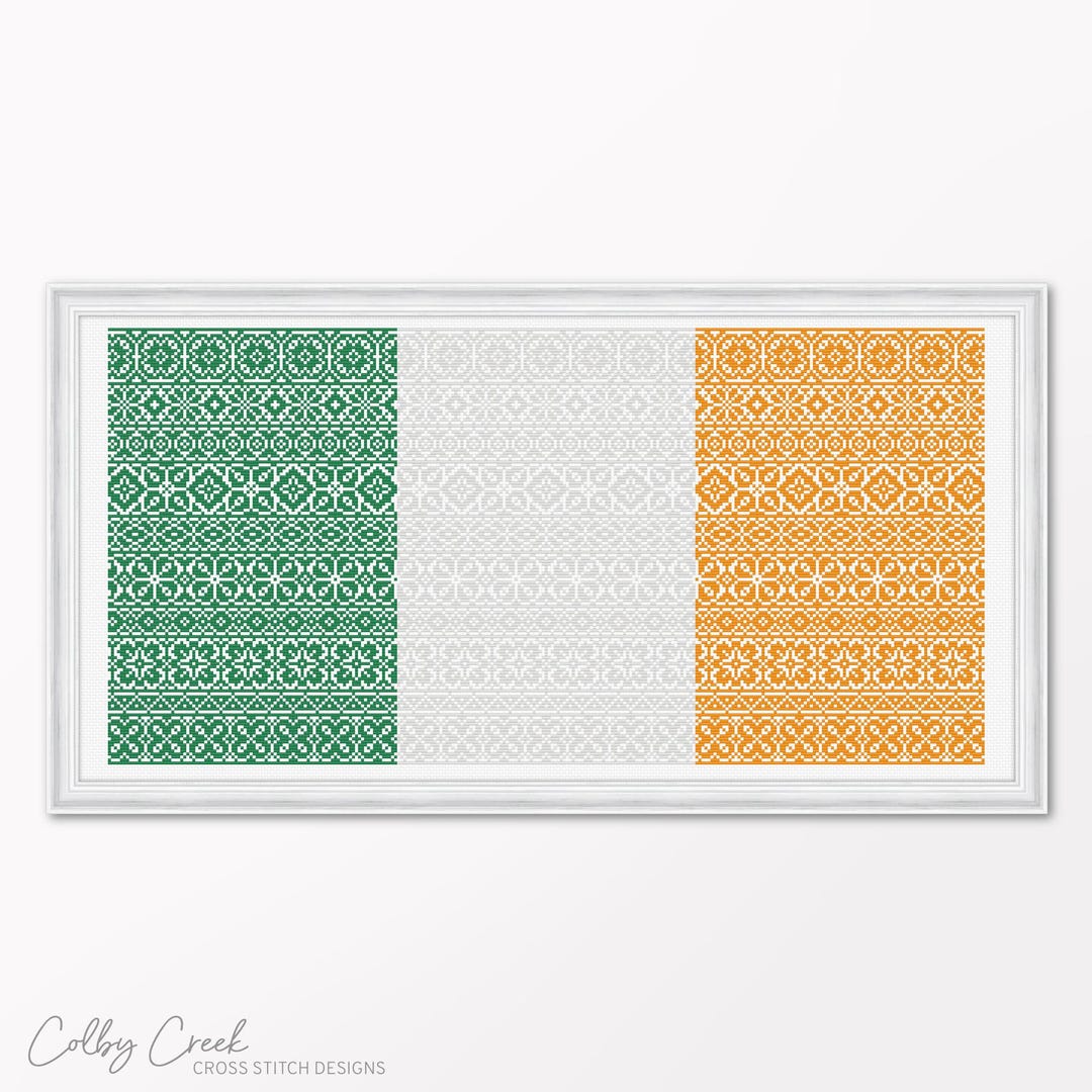 Ireland Flag Printable Cross Stitch Pattern, Irish Flag Band Sampler ...