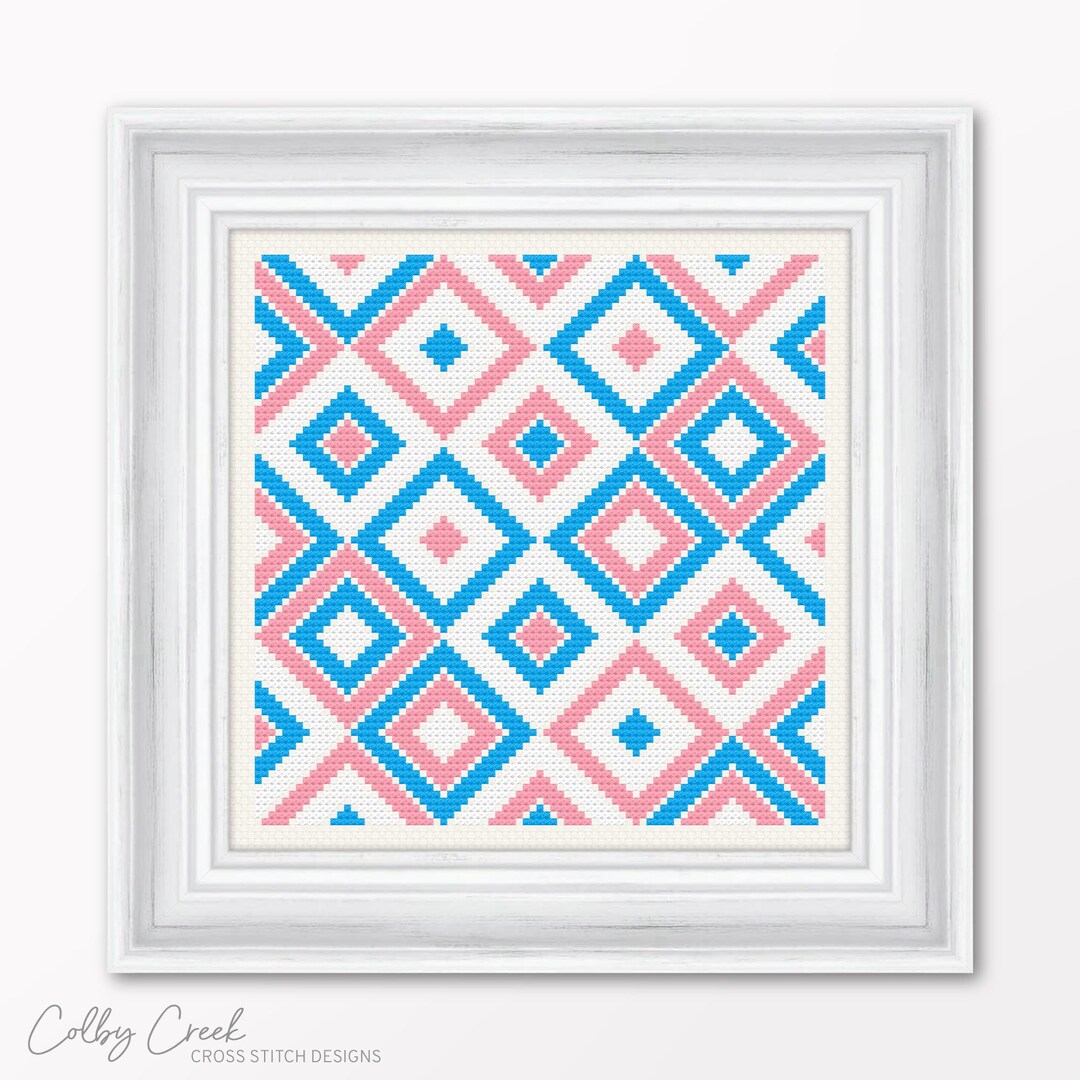 Geometric Trans Pride Design, Printable Cross Stitch Pattern, Unique ...