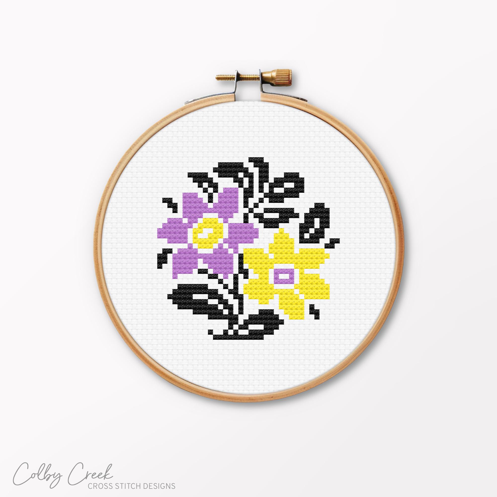 Mini Nonbinary Pride Flowers, Printable Cross Stitch Pattern, Tiny ...