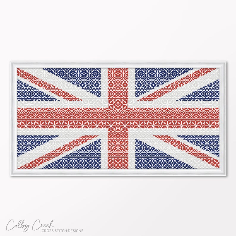 United Kingdom Flag, Printable Cross Stitch Pattern, Union Jack Band ...