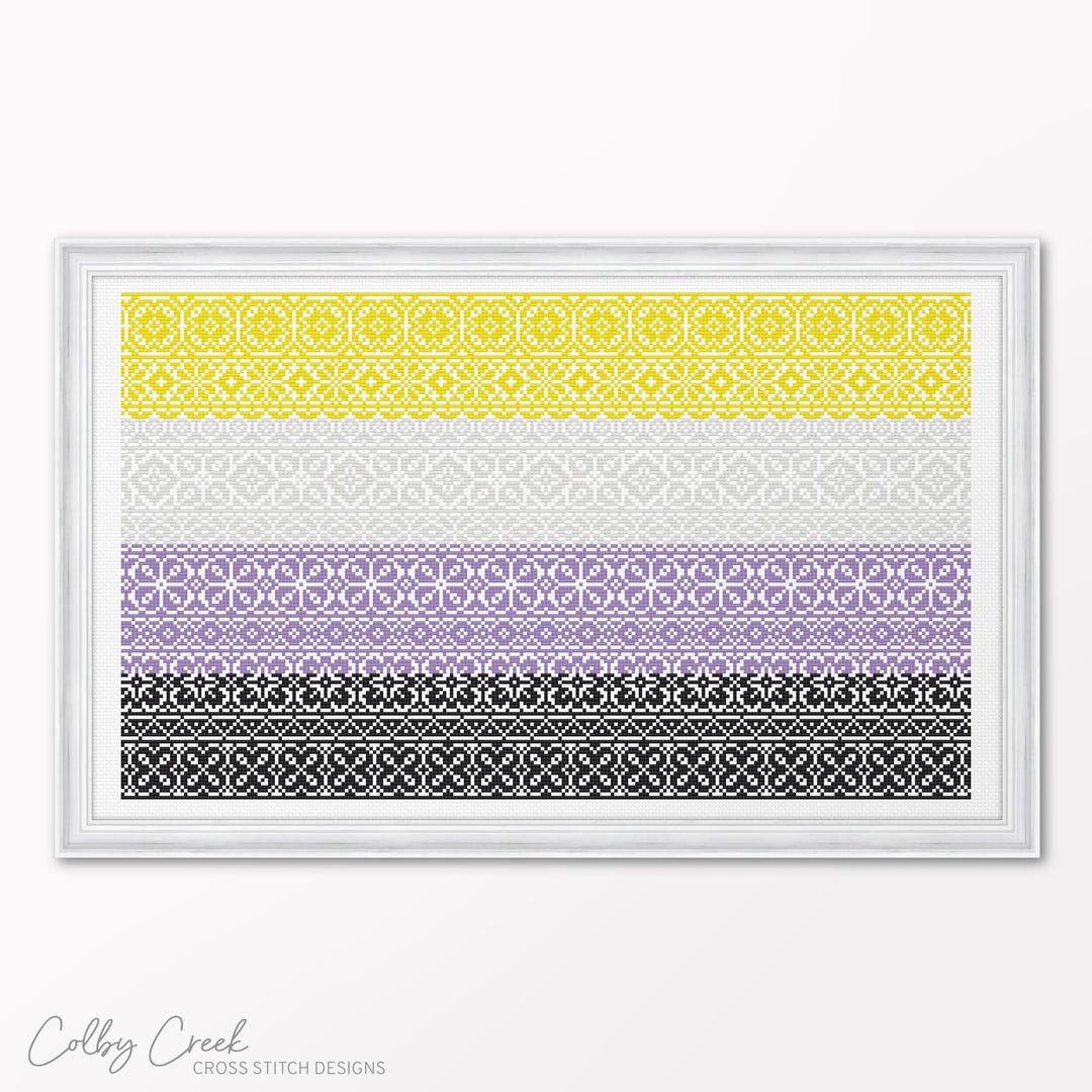 Nonbinary Pride Flag, Printable Cross Stitch Pattern, LGBTQ Border ...