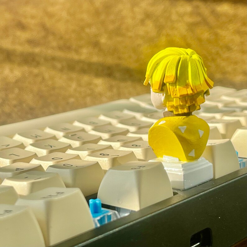 Handcrafted Demon Slayer Zenitsu Bust Keycap – 3d-printed Resin for ...