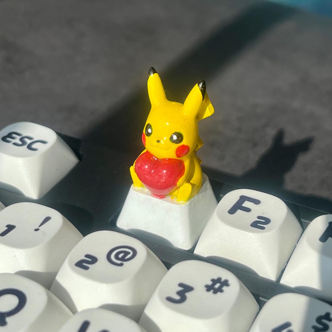 Handcrafted Pikachu Keycap With Heart ，pokemon Keycap,pikapikachu– 3d ...