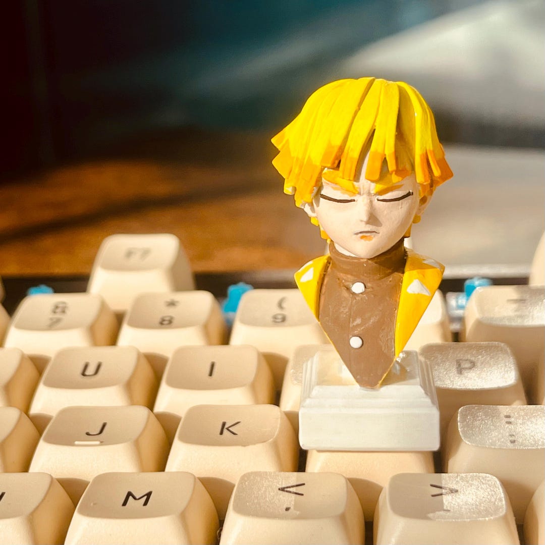Handcrafted Demon Slayer Zenitsu Bust Keycap – 3d-printed Resin for ...