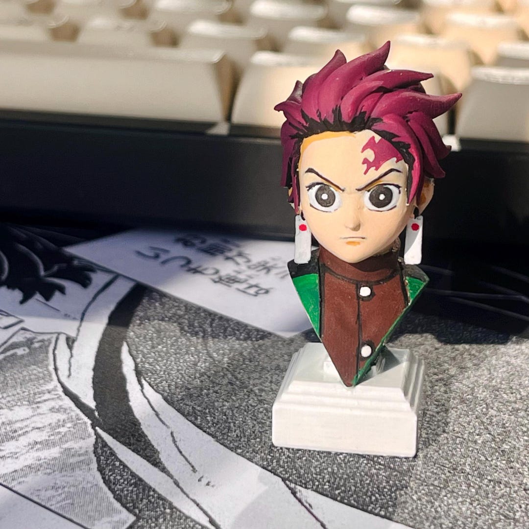 Handcrafted Demon Slayer Tanjiro Bust Keycap – 3d-printed Resin for ...