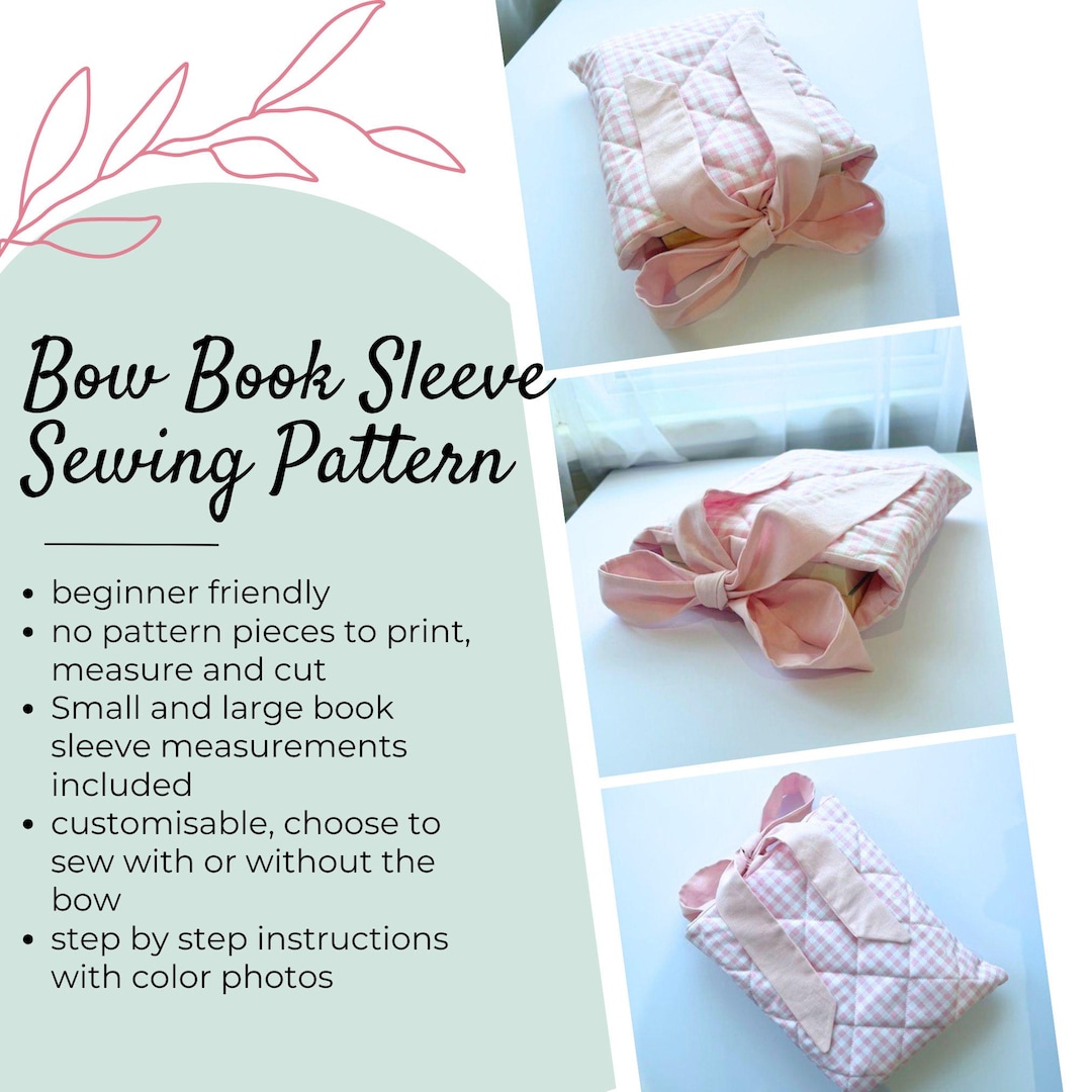 Quilted Bow Book Sleeve Sewing Pattern | Two Sizes | Beginner Friendly ...
