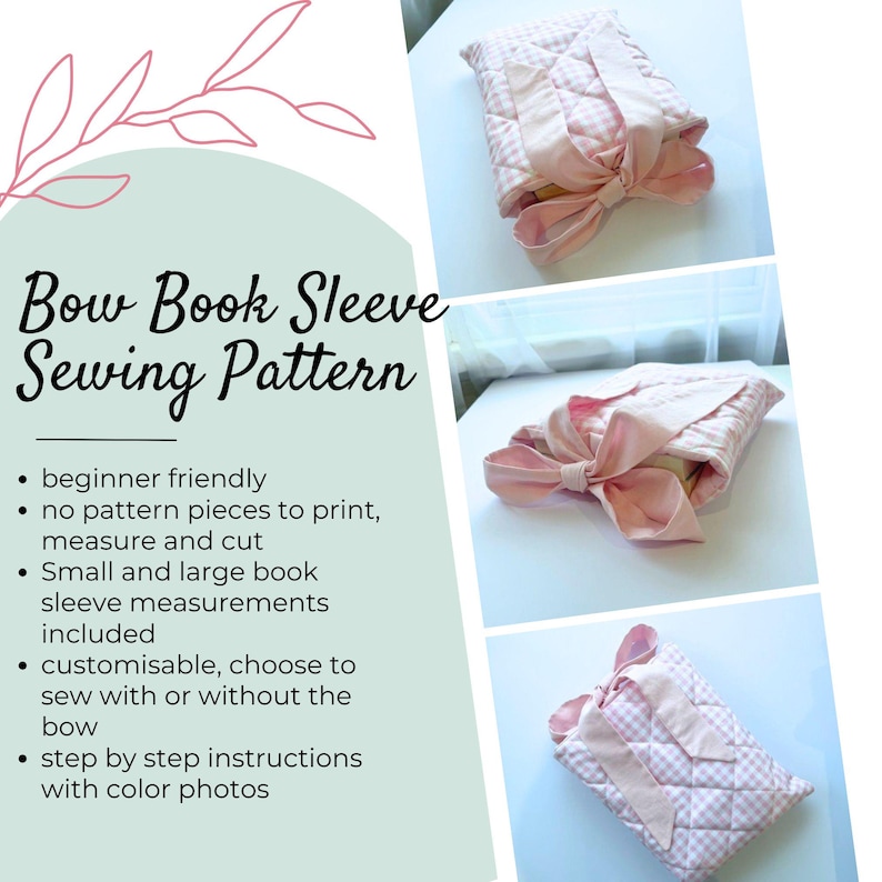 Quilted Bow Book Sleeve Sewing Pattern | Two Sizes | Beginner Friendly ...