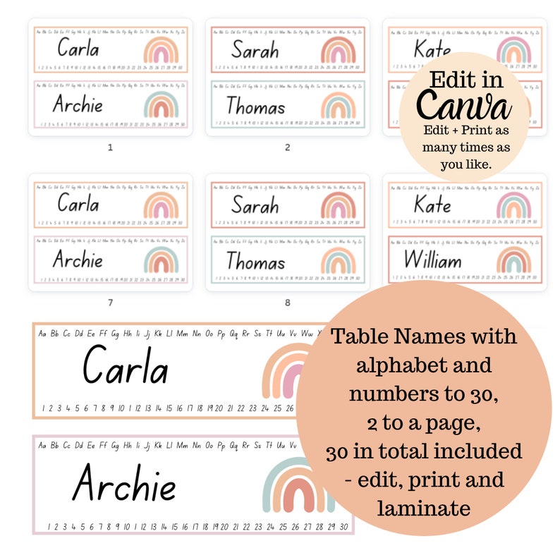 Boho Rainbow Classroom Decor Bundle Canva Editable Templates - Etsy ...