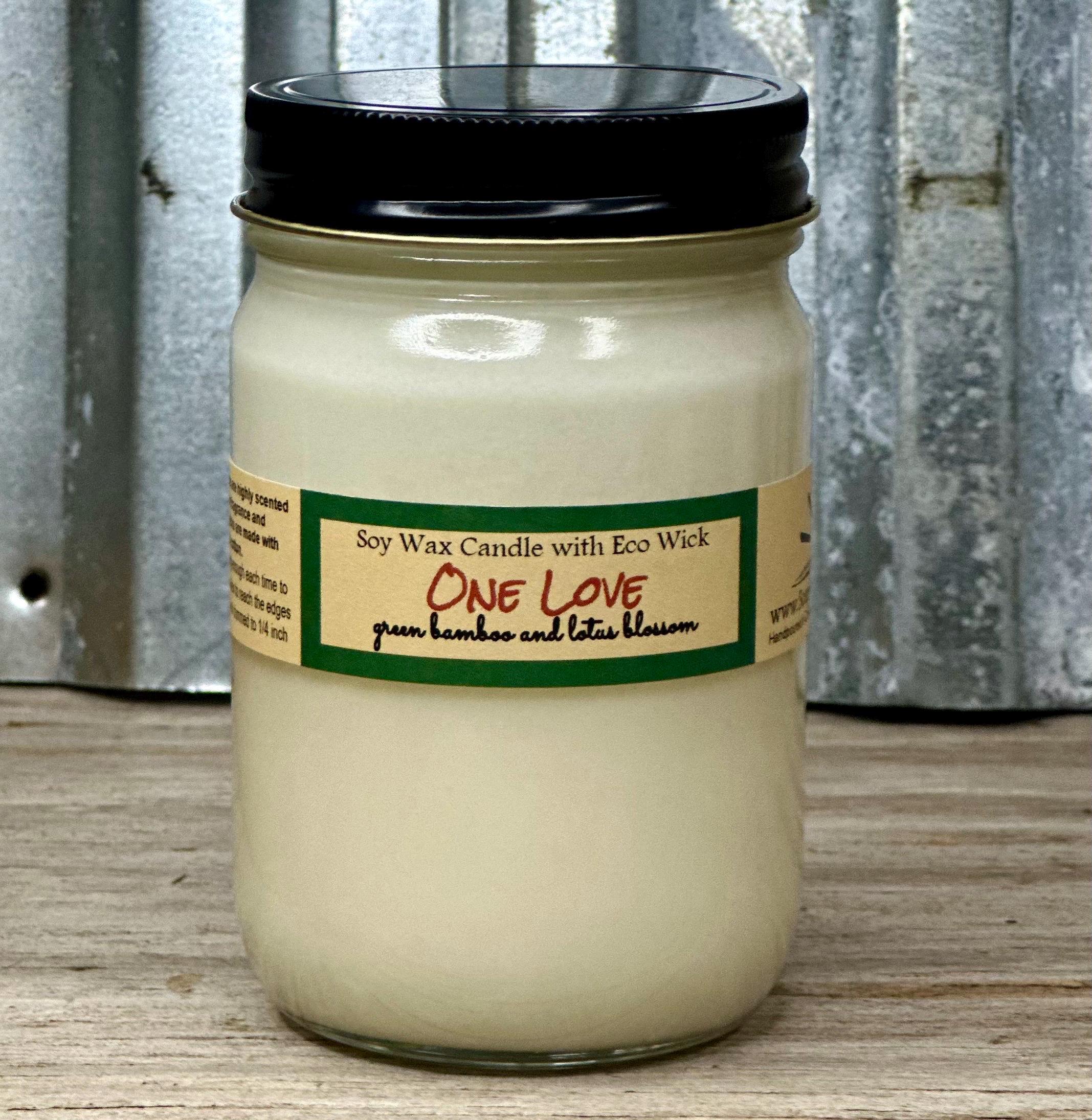 ONE LOVE / Hand Poured Soy Candle in Mason Jar / Homemade Candles - Etsy