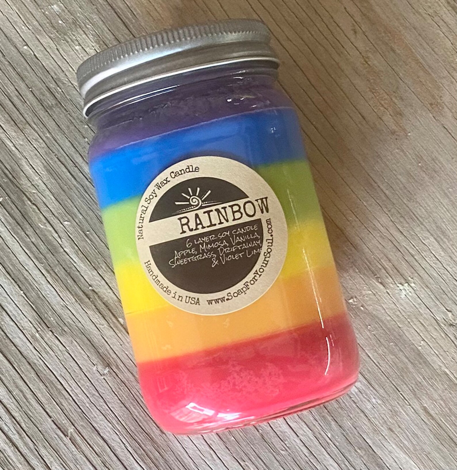 Rainbow Candle / Soy Candle With 6 Colorful Layers of Scent / - Etsy
