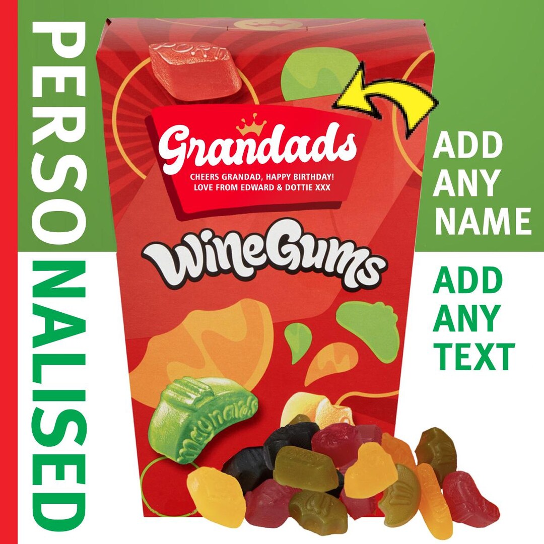 Personalised Wine Gums Sweets Gift Box - Etsy UK