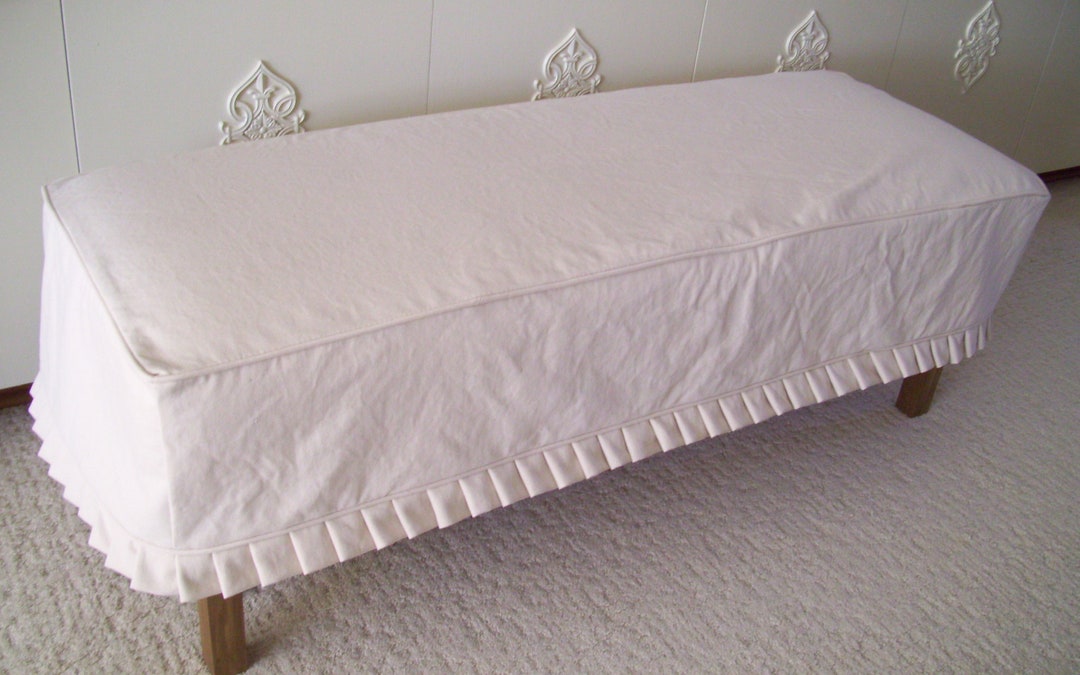 Bench Slipcover With Knife Pleat Skirt, Dining Room Bench Cover ...