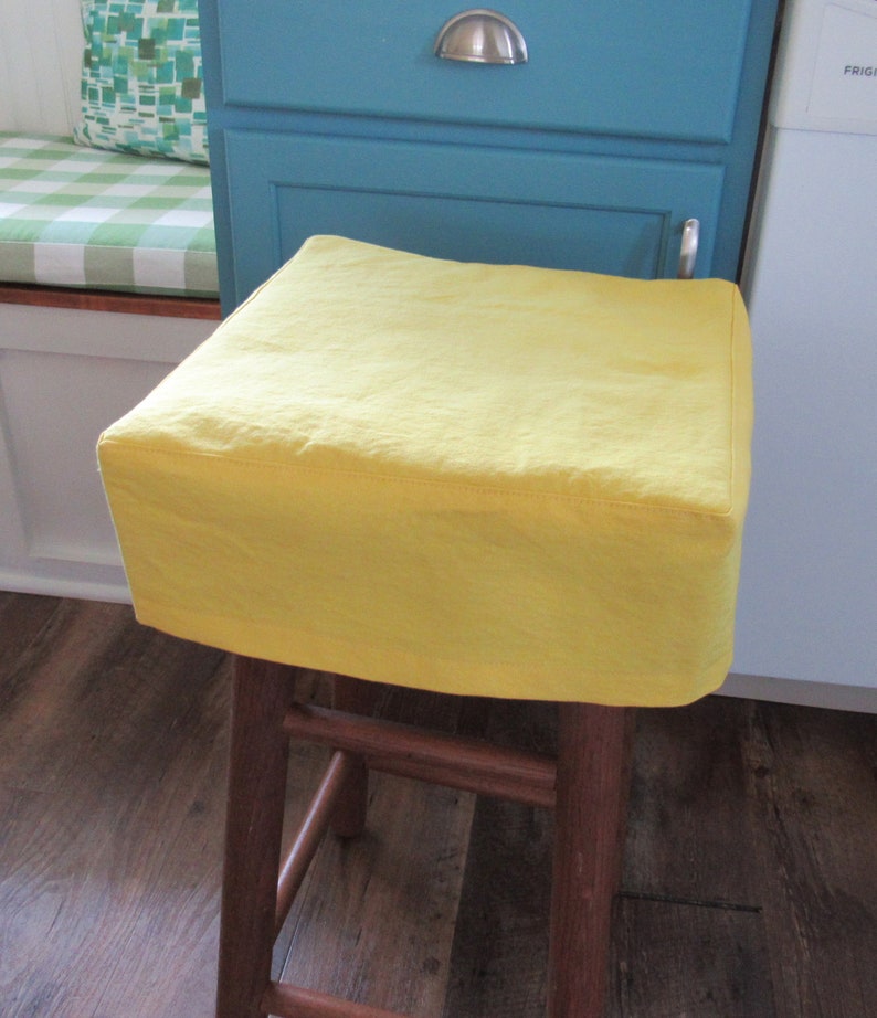 Square Bar Stool Cover With Topstitched Seams, 5 Inches Tall - Etsy