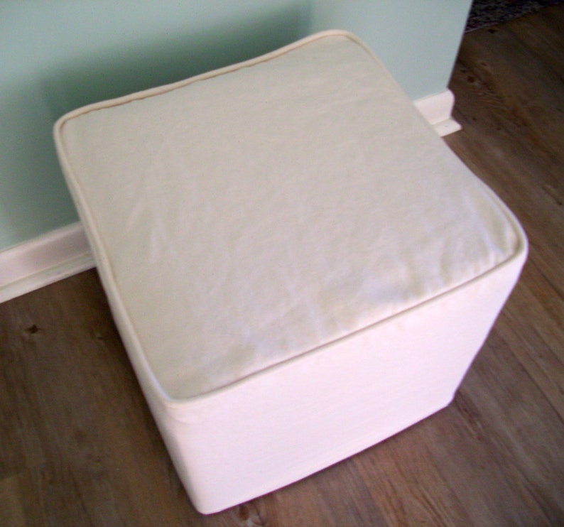 Cube Slipcover With Welt Cord Small Ottoman Cover Cube Cover - Etsy