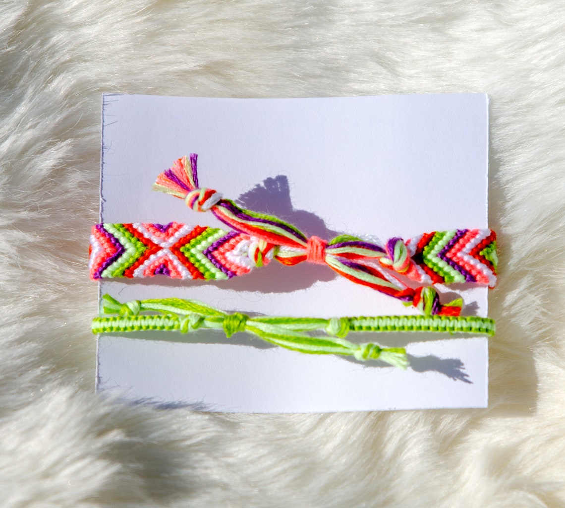 Friendship Bracelet - Handmade Set - String Bracelet - Wax Strings ...