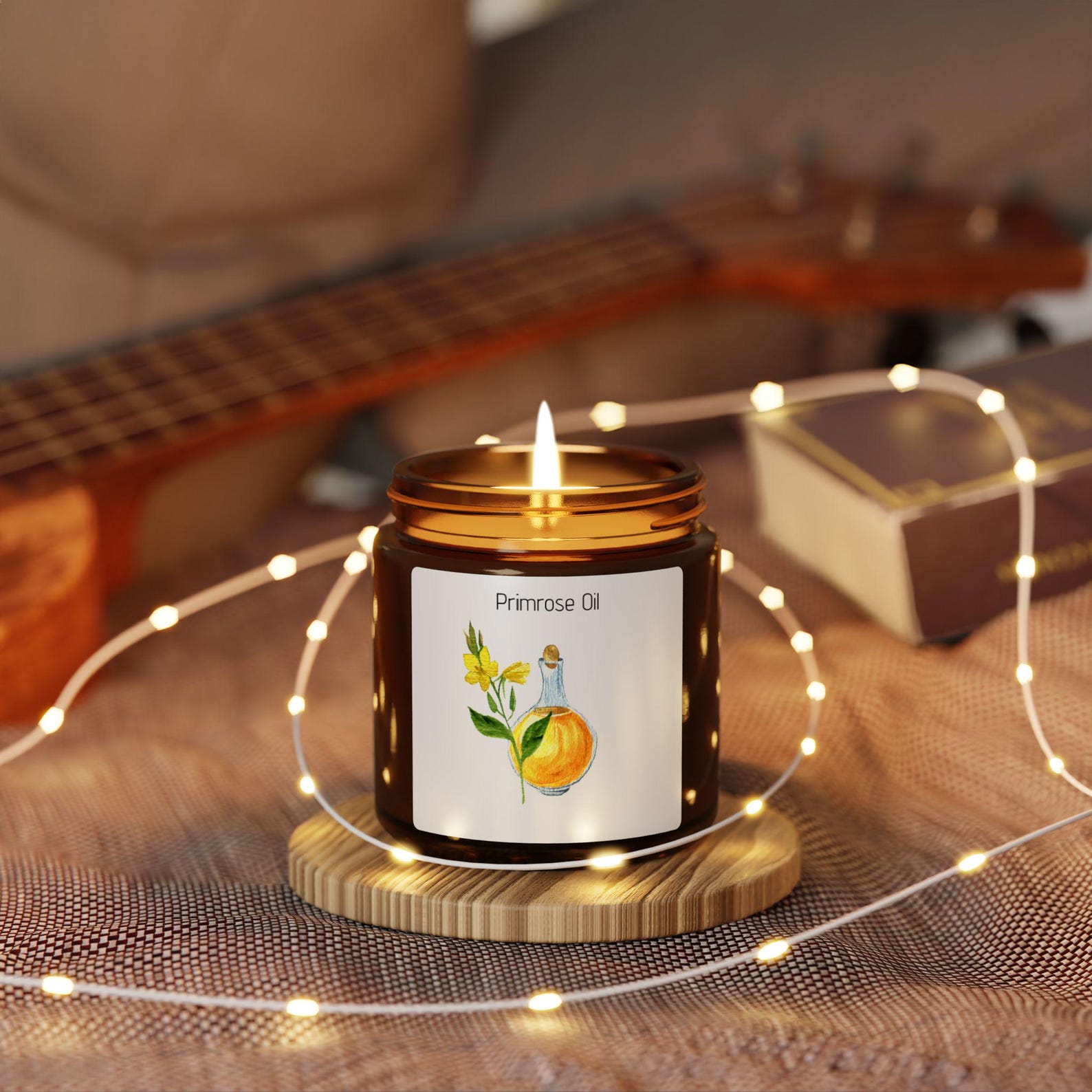 Soy Candle, Primrose Oil With Oenothera Biennis Flower Design, Plant ...