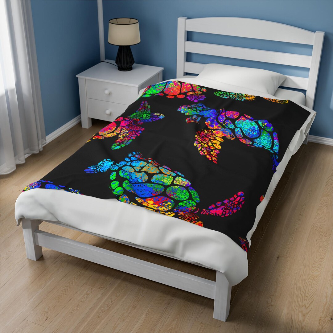 Sea Turtle Ocean Waves Plush Blanket Pattern, Ocean Lover Gift, Hobo ...