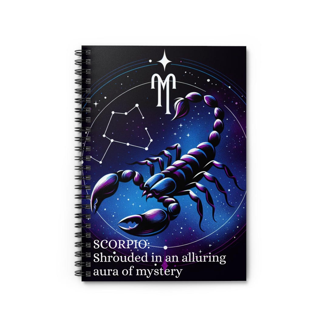 Spiral Notebook - Scorpio Zodiac Sign Ruled Line, Astrology Season Holiday Gift, Moon Phases ...