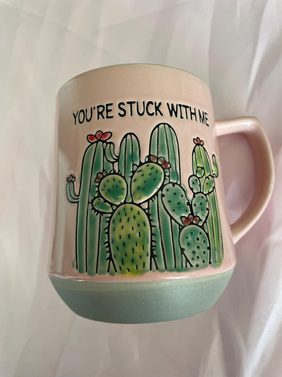 You’re Stuck With Me Hand-painted Cactus Mug Blush Ceramic Coffee Cup ...