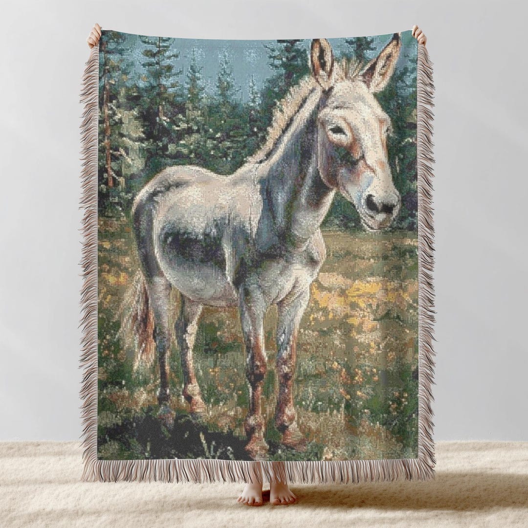 Donkey Lovers Woven Blankets Gift, Peaceful Countryside Throw, Farm ...