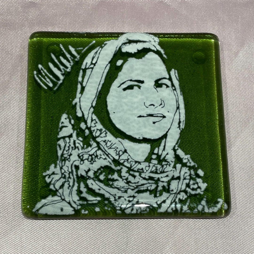 Green Fused Glass Art Tile – Inspired by Malala Yousafzai – Handmade ...