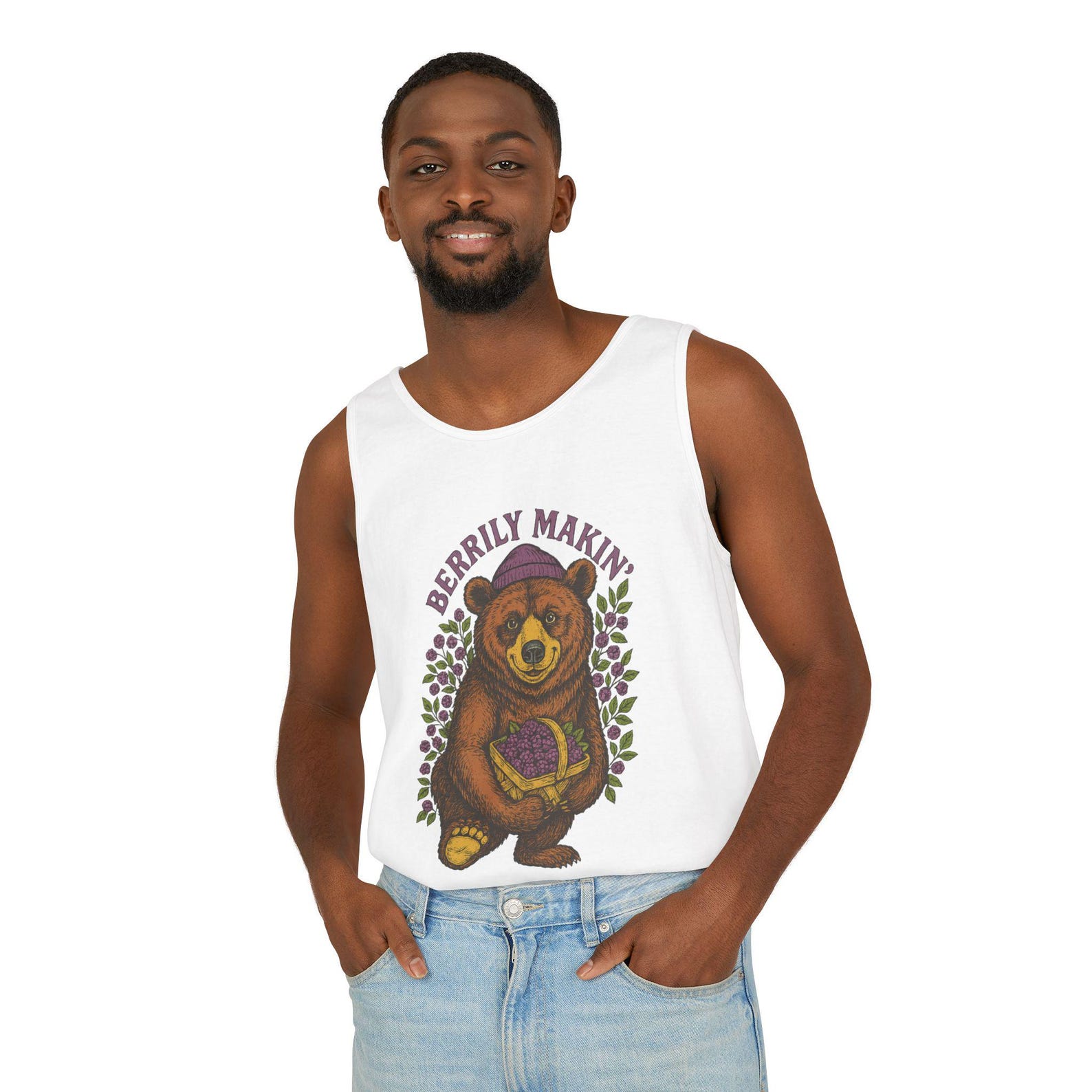 Vintage Bear Themed Tank Top, Summer Apparel, Gift for Bear Lovers ...
